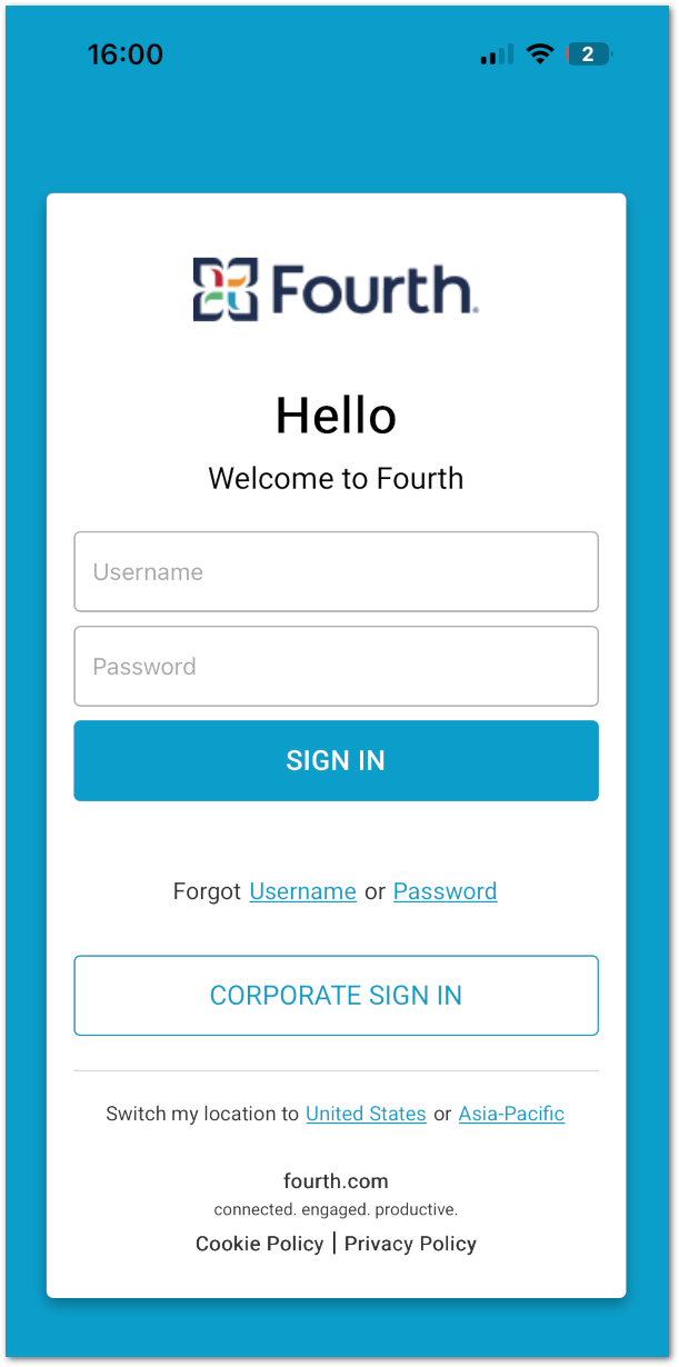 New Release | Fourth Engage: Change to Login Page for EMEA Mobile App ...