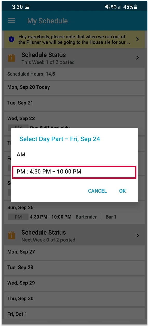 HS Mobile Apps (Legacy): Picking Up, Releasing, and Swapping Shifts – Fourth & HotSchedules ...
